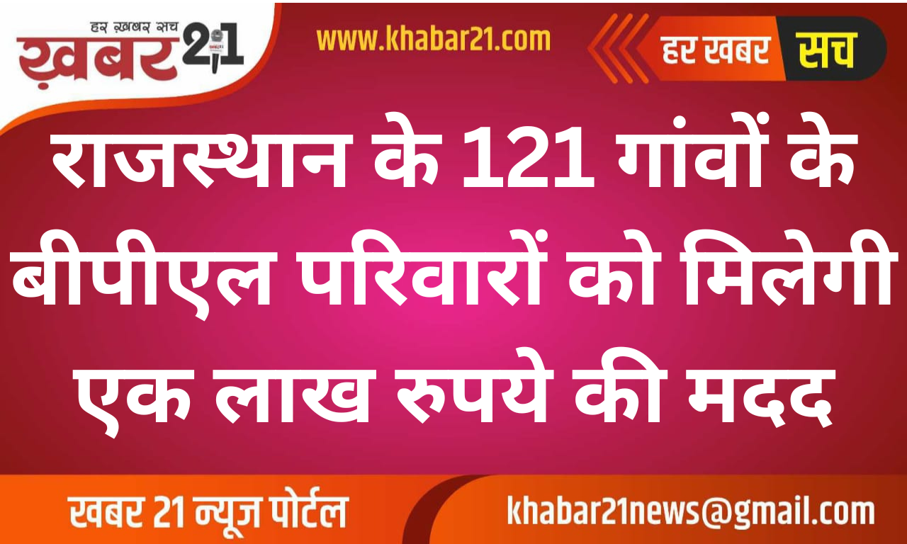 राजस्थान के 121 गांवों के बीपीएल परिवारों को मिलेगी एक लाख रुपये की मदद – Khabar21