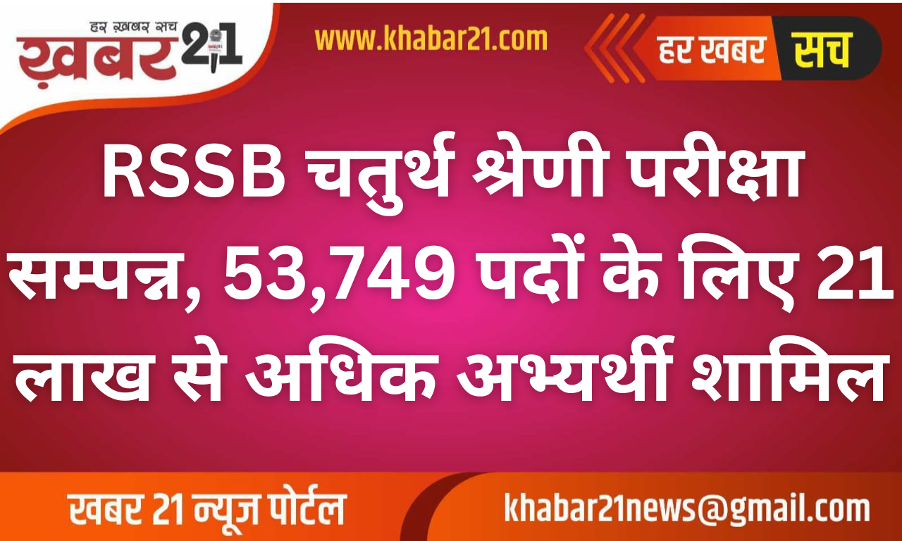 RSSB चतुर्थ श्रेणी परीक्षा सम्पन्न, 53,749 पदों के लिए 21 लाख से अधिक ...